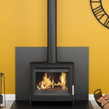 Plain grey square wall protection plate for wood pellet stoves - Capska